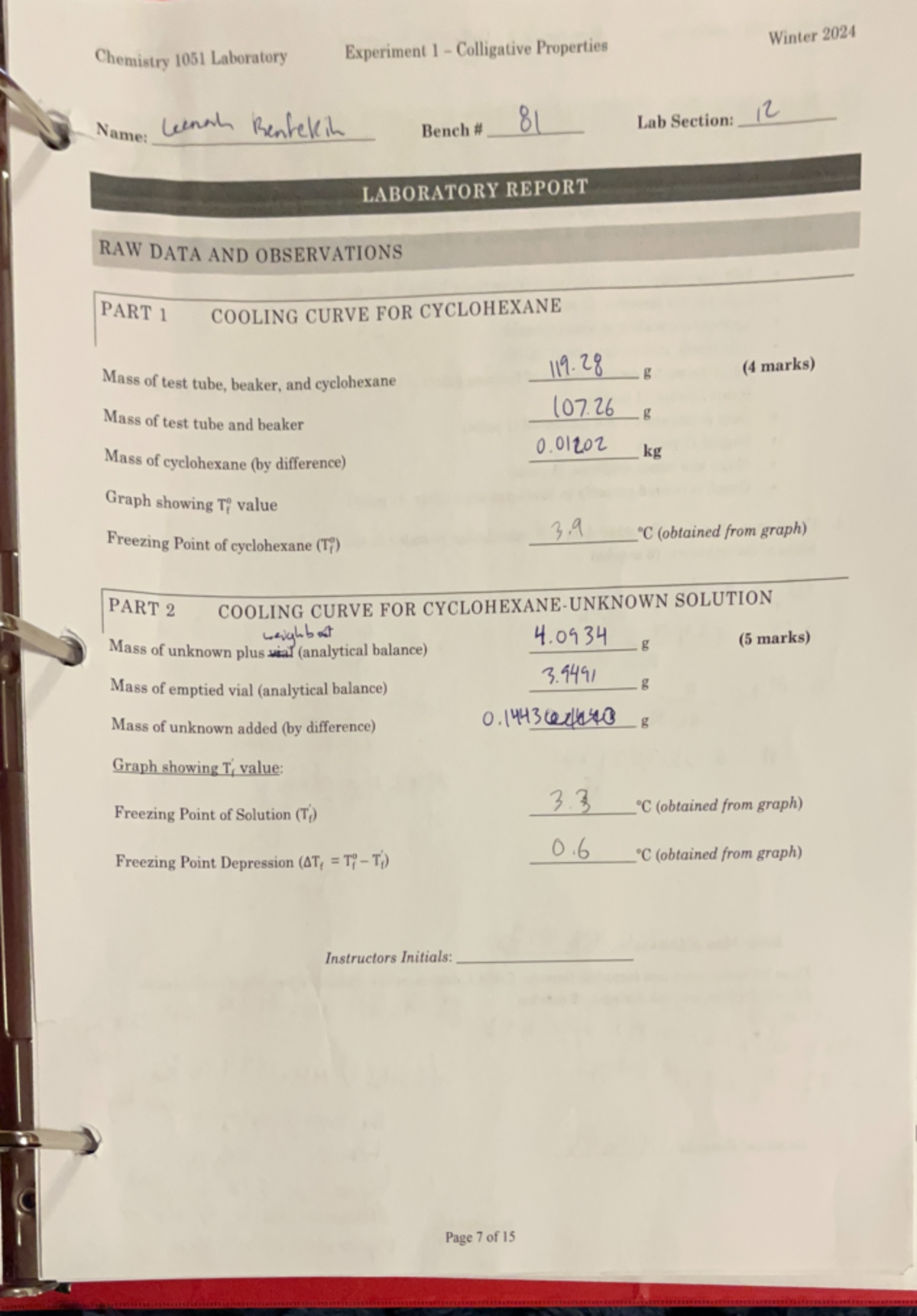 CHEM 1051 Lab 1 - Chem 1051 - Studocu