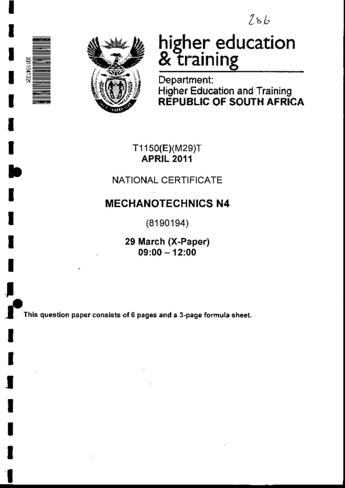 Mechanotechnics-n4-apr2011 QP - MEDR102 - Studocu