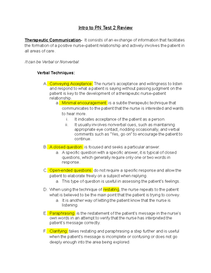 Intro to PN 101 Test 3 - Notes Delta College Baton Rouge - Intro to PN ...