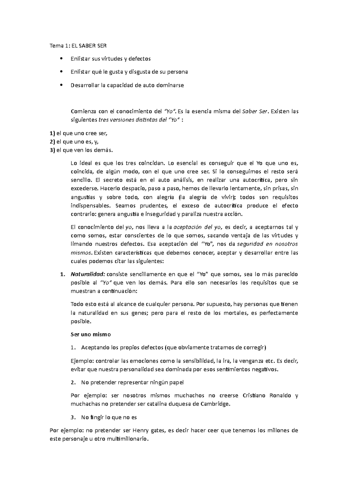 Cuestionario 1 Protocolo - Tema 1: EL SABER SER Enlistar sus virtudes y ...