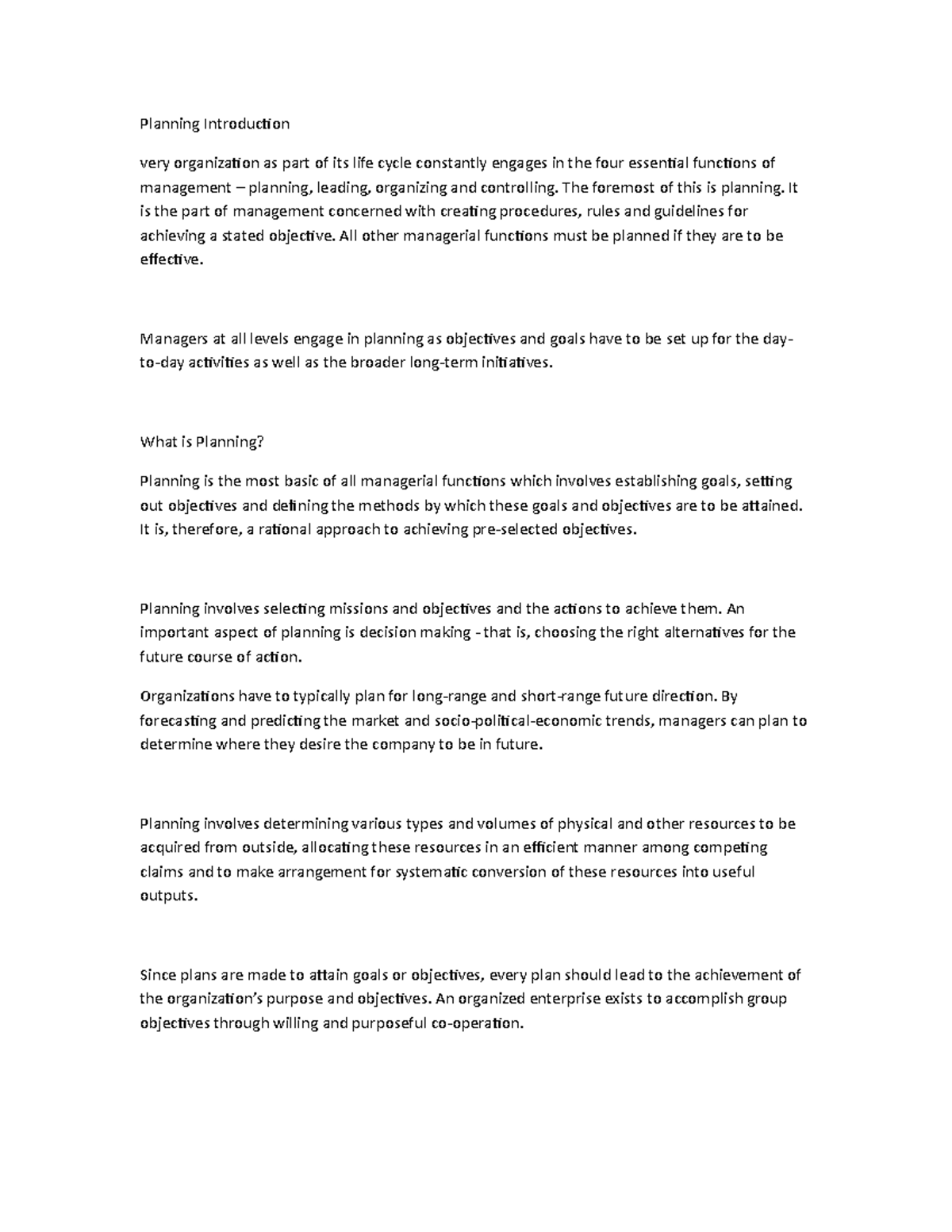 Planning Introduction - Planning Introduction very organization as part ...