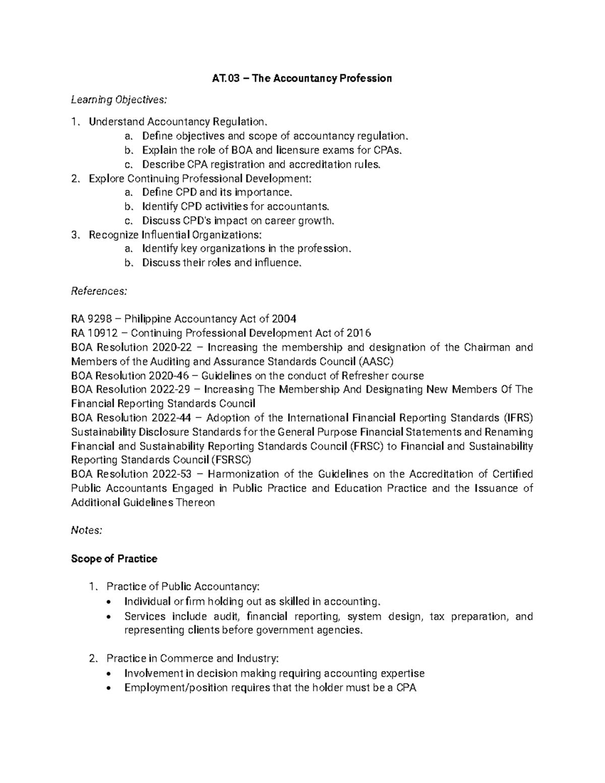 AT.03 - The Accountancy Profession - AT – The Accountancy Profession ...