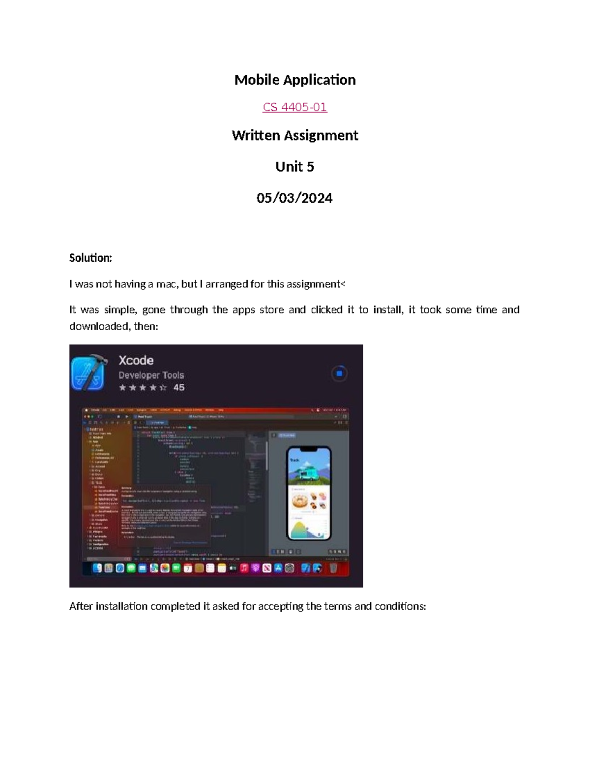 Mobile Application Written Assignment Unit 5 - Mobile Application CS 4405- Written Assignment ...