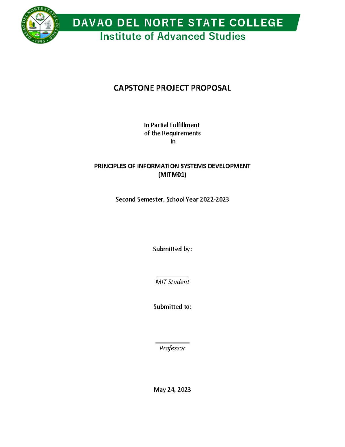 Capstone Project Proposal - Institute of Advanced Studies CAPSTONE ...