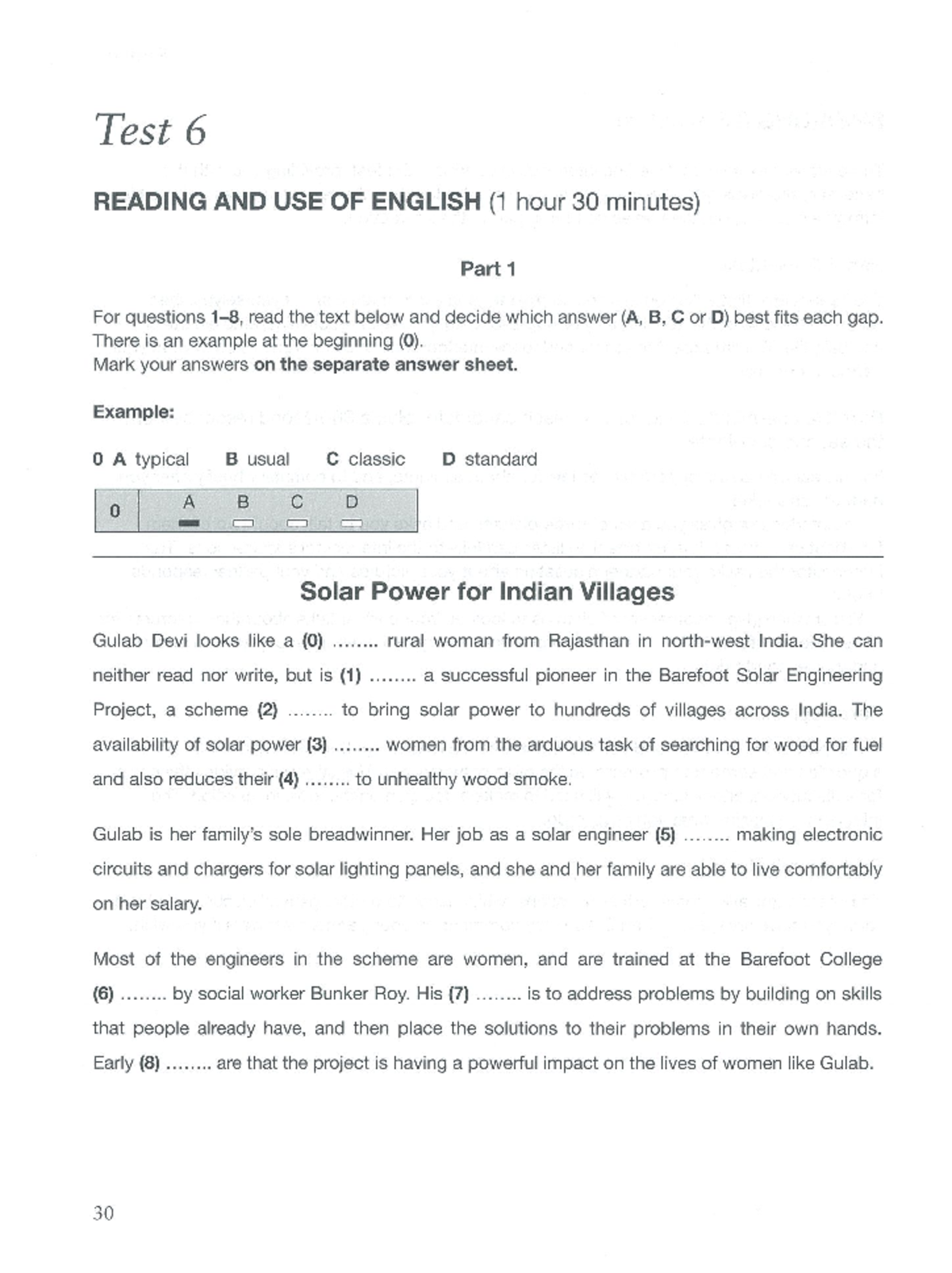 CAE2 Test 6 Reading Uo E Test 6 READING AND USE OF ENGLISH 1 Hour