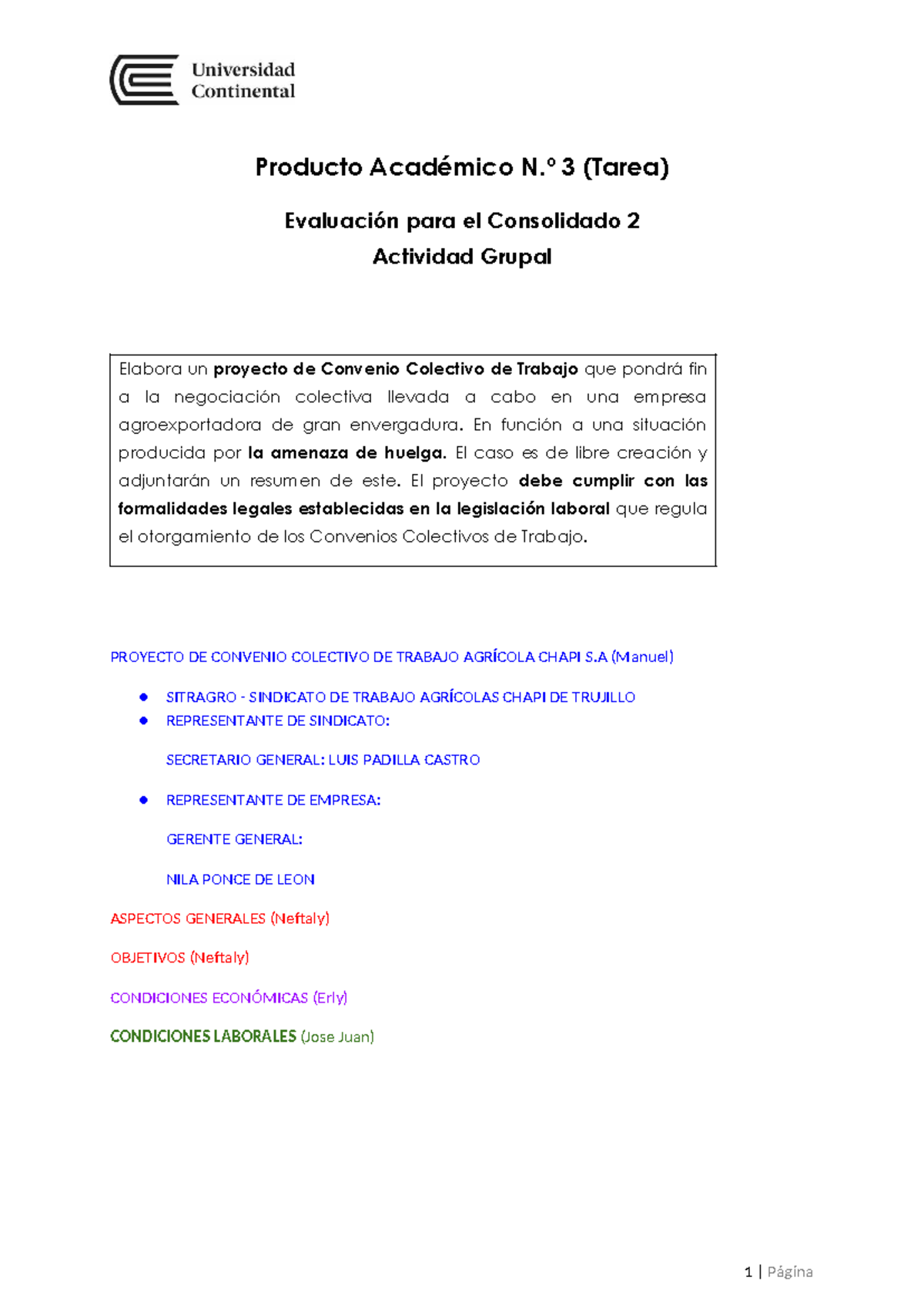 PA03 Laboral - xxxx - Producto Académico N.º 3 (Tarea) Evaluación para el Consolidado 2 ...