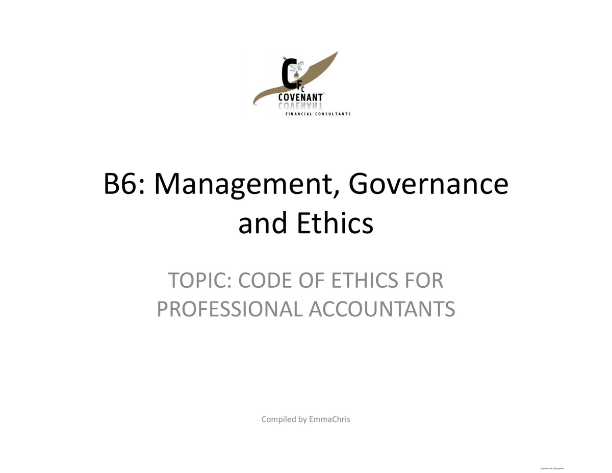 5. CODE OF Ethics FOR Professional Accountants - Performance Management ...