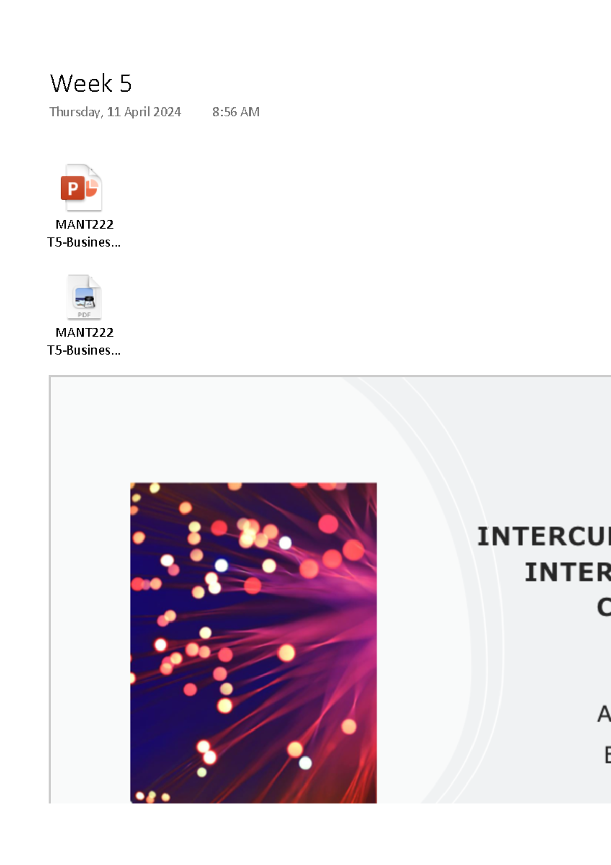 Week 5 - week 5 tutoral content - Interpersonal International Business Communication - Studocu