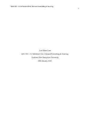 QSO-330 Milestone 2 - Milestone Two: Transportation and Warehousing QSO ...