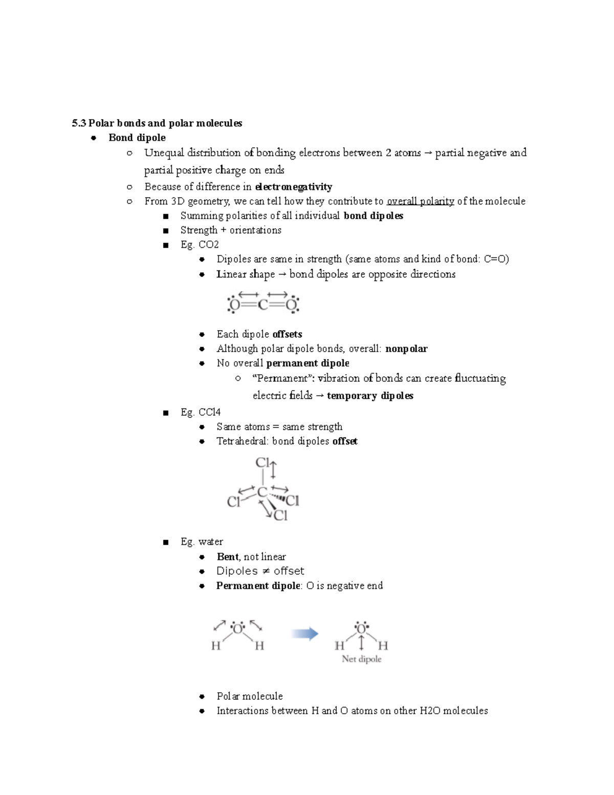 5.3, 6.1-6.2 Intermolecular forces - 5 Polar bonds and polar molecules ...