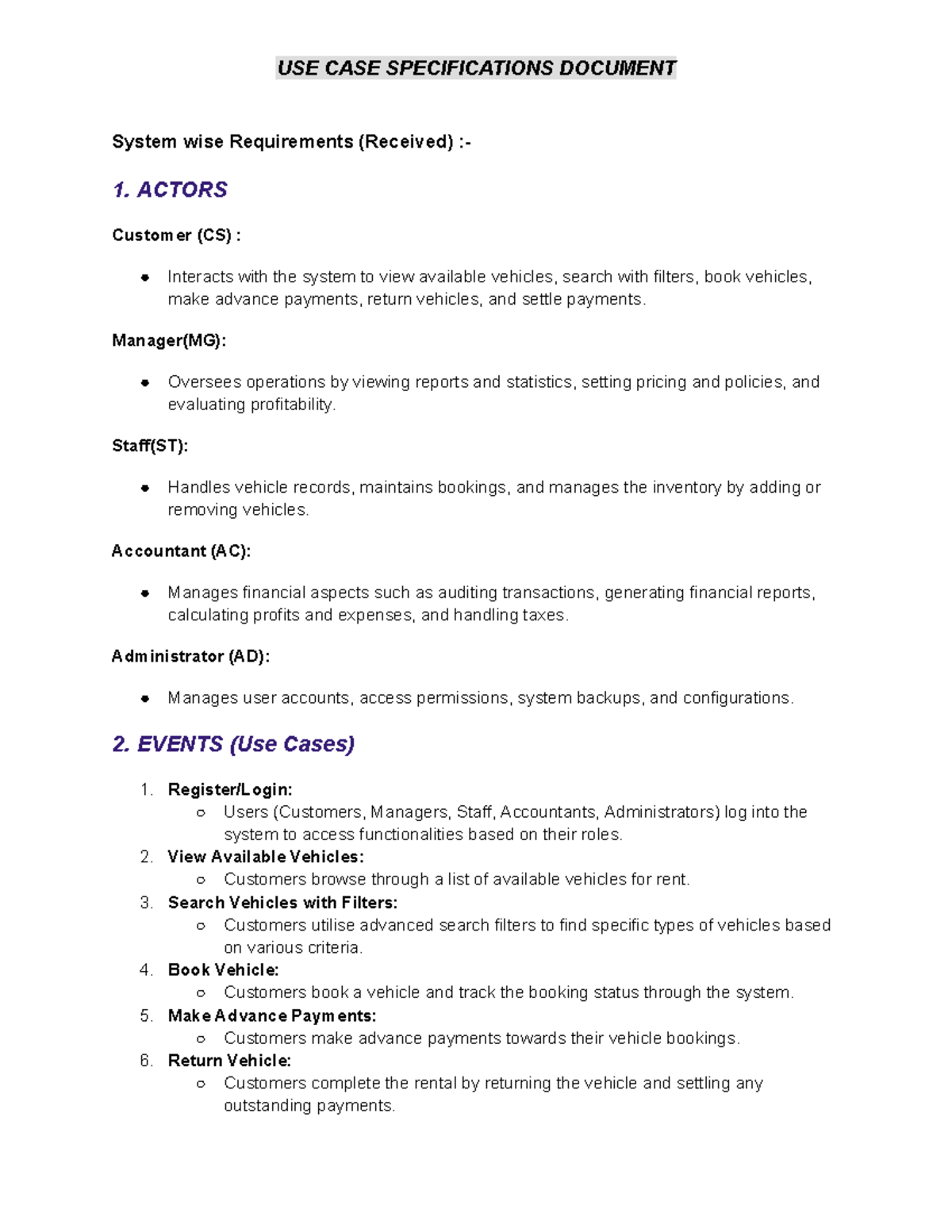 URD - it is about use case diagram - System wise Requirements (Received ...
