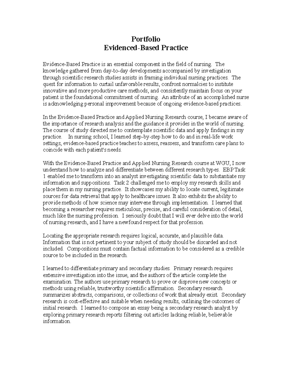 ePortfolio EBP for Leadership and Professional Image C493 - Portfolio ...