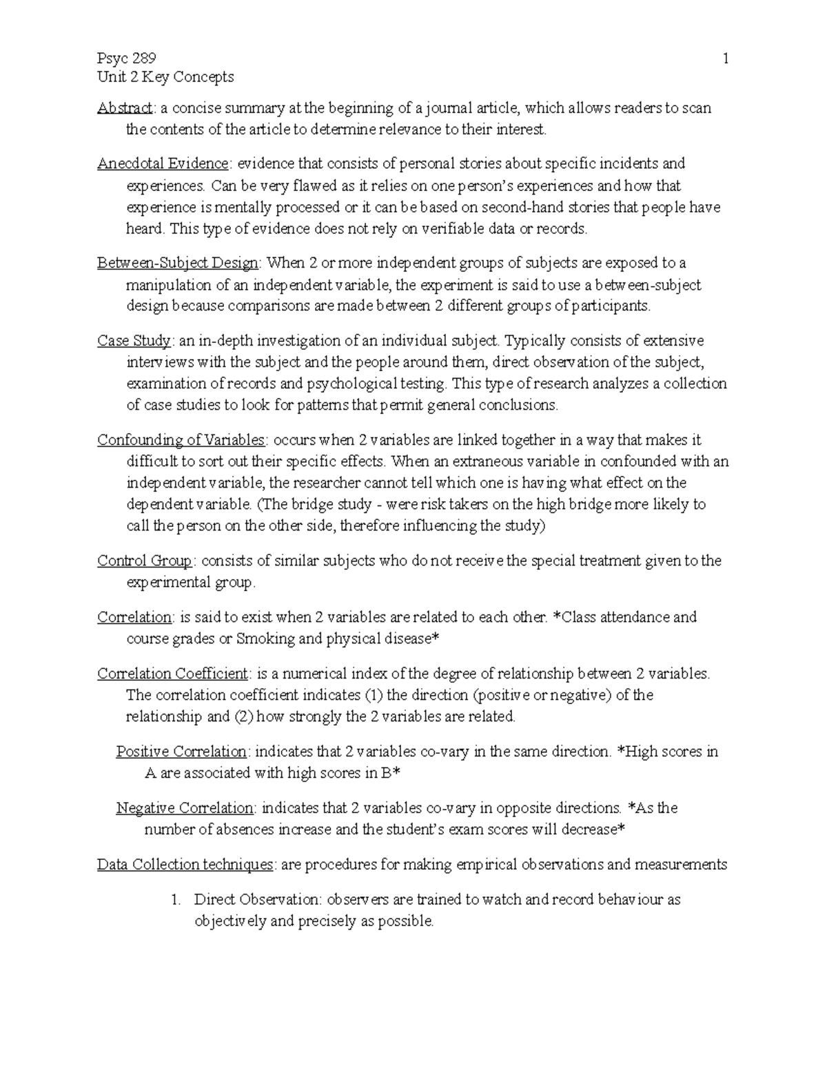 Unit 2 Key Concepts - Lecture notes 2 - Unit 2 Key Concepts Abstract: a ...