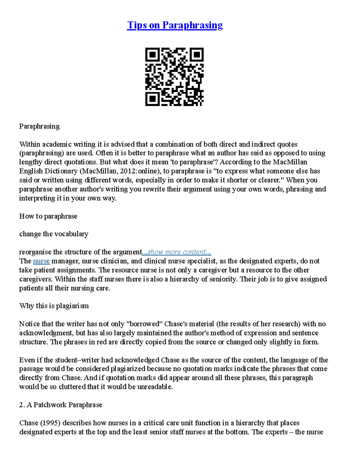 Paraphrasing In An Essay - Tips on Paraphrasing Paraphrasing Within ...