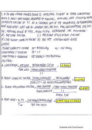 Solved Problems Geothermal Diesel Powerplant - Mechanical engineering - Studocu