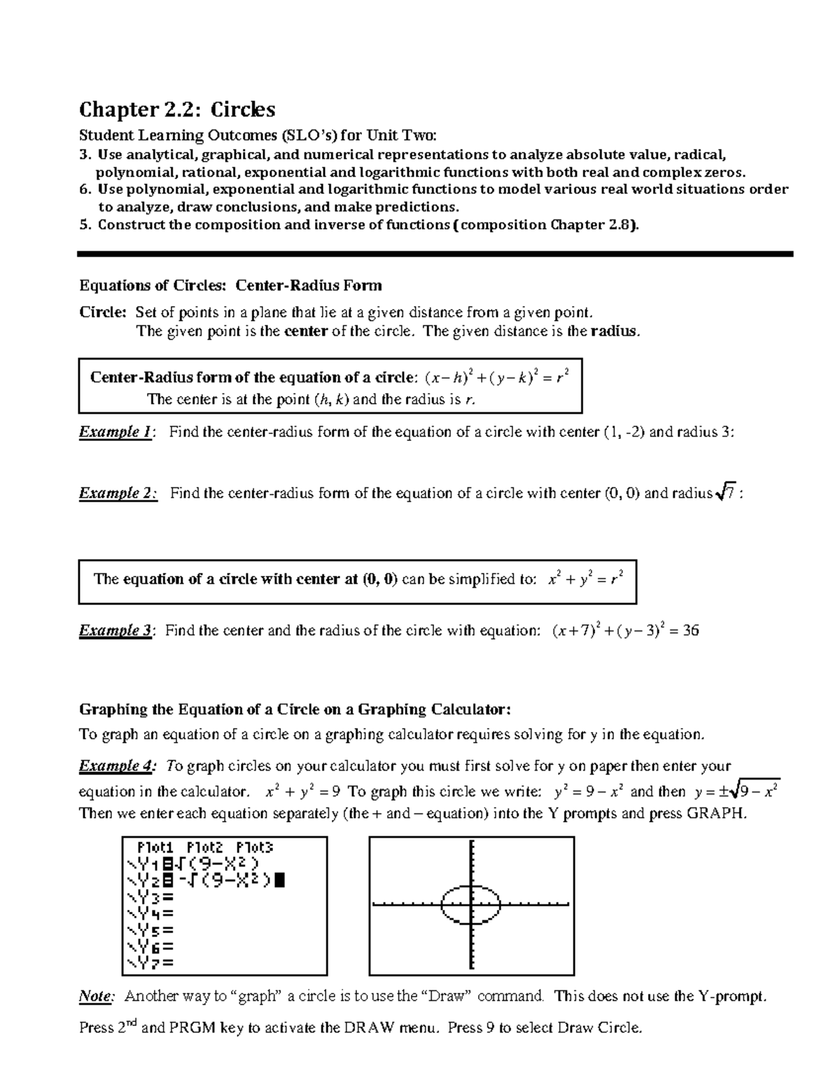 Ch 2.2 Circles 2019 Outline-2 - Chapter 2: Circles Student Learning ...