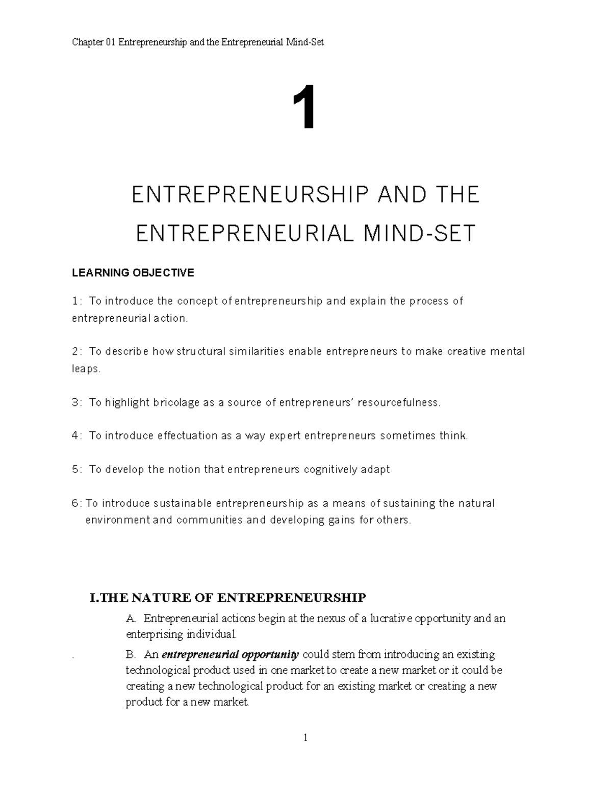 ENT530 Chapter 1 Modul - 1 ENTREPRENEURSHIP AND THE ENTREPRENEURIAL ...