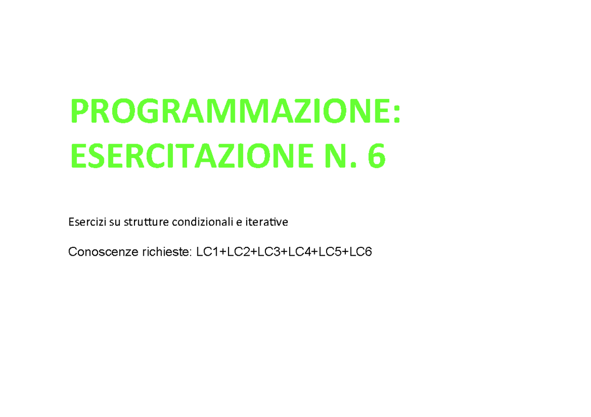 Esercitazione 6 - Informatica - a.a. 2015/2016 - Warning: Error during font loading ...