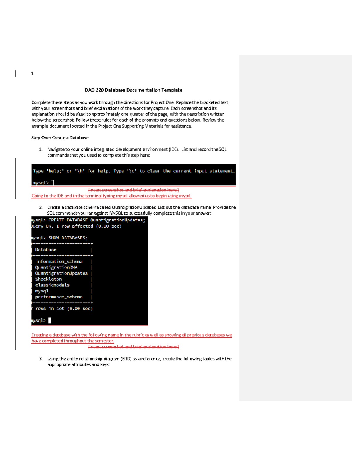 Proj 1 ]Z.S DAD 220 Database - DAD 220 Database Documentation Template ...