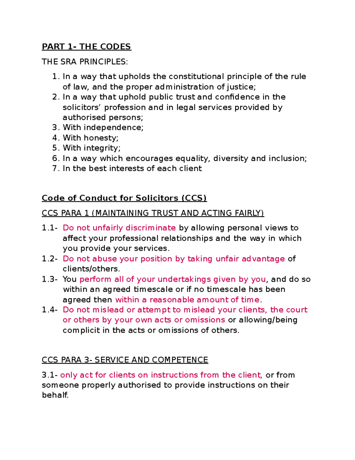 PCR Reading SGS 1 - notes - PART 1- THE CODES THE SRA PRINCIPLES: In a ...
