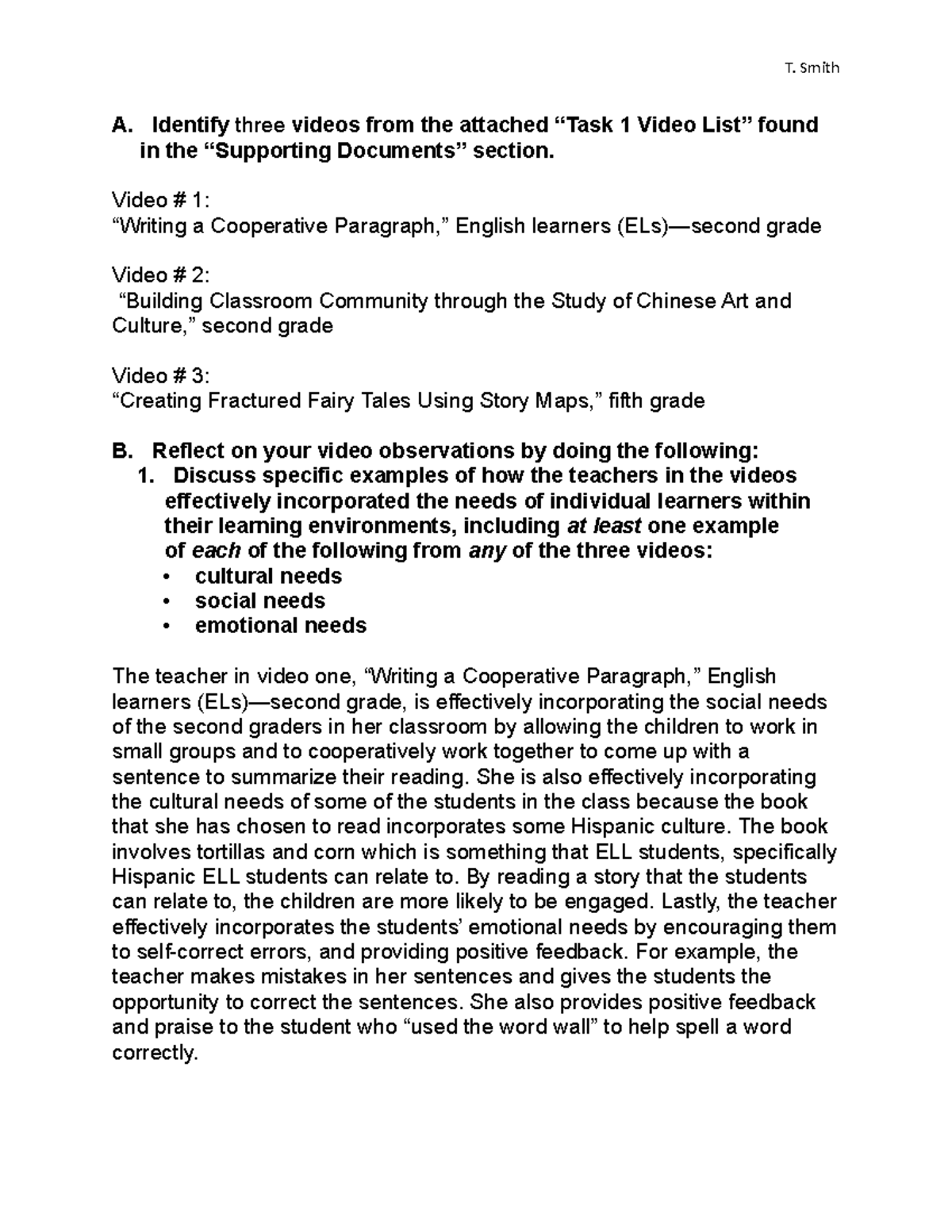 DFM3 — DFM3 TASK 1 - Passed - A. Identify three videos from the attached “Task 1 Video List ...