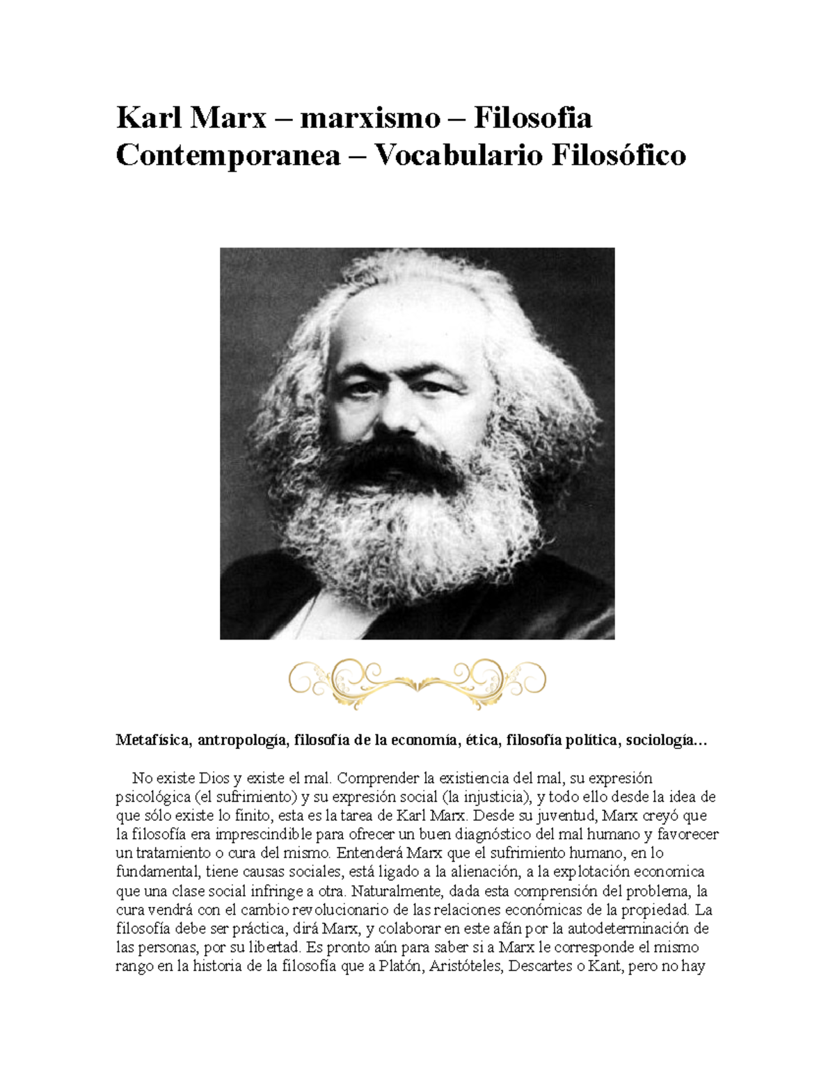 Karl Marx filosofia 6to - Karl Marx – marxismo – Filosofia ...