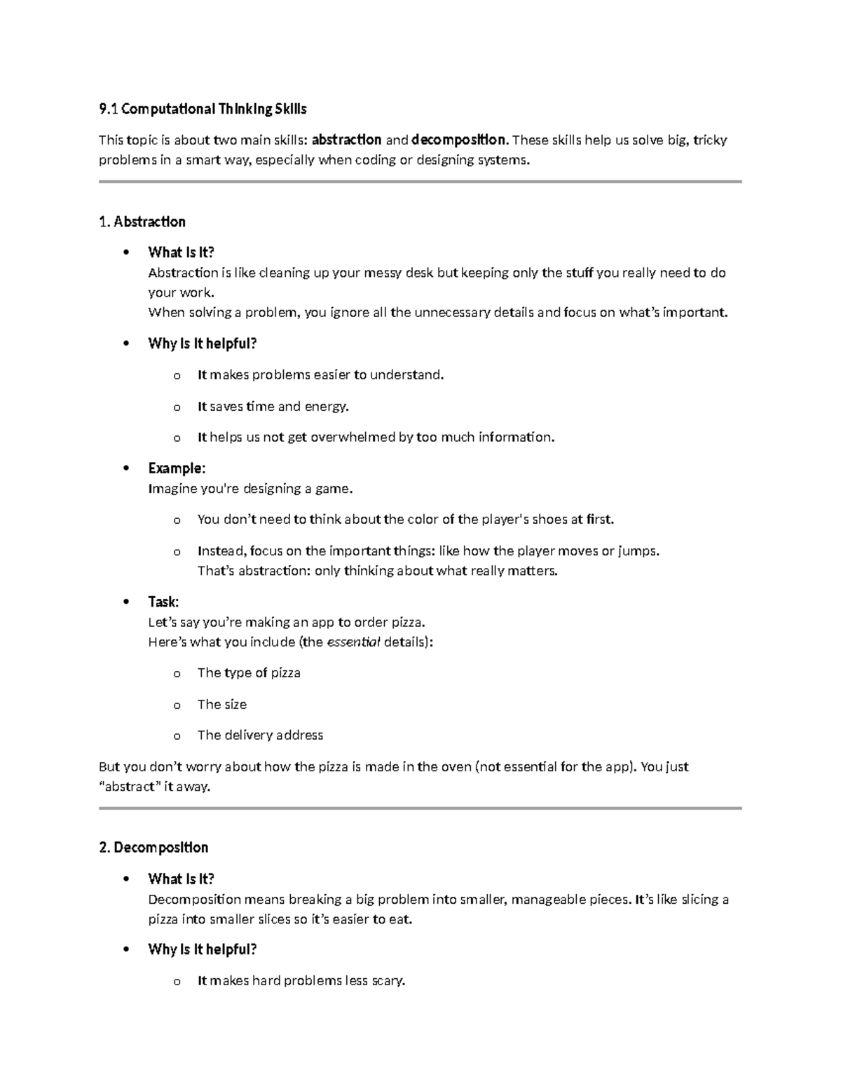 Chapter 9 Algorithms 9 Computational Thinking Skills This Topic Is