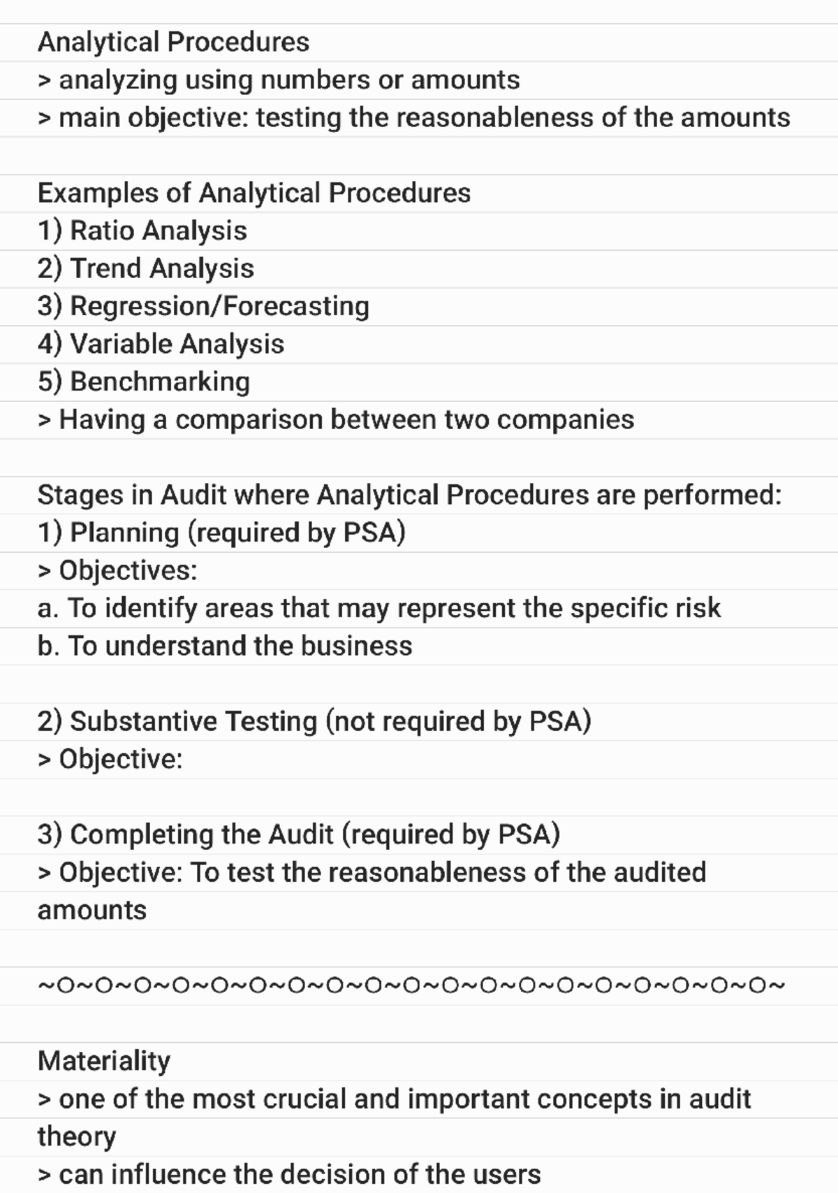 Auditing-5 14 2024 - PLANNING - Analytical Procedures analyzing using numbers or amounts main ...