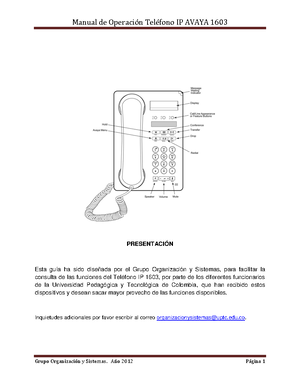 Manual de usuario avaya 1608 - GUIA DEL USUARIO DEL TELEFONO AVAYA 16 ...
