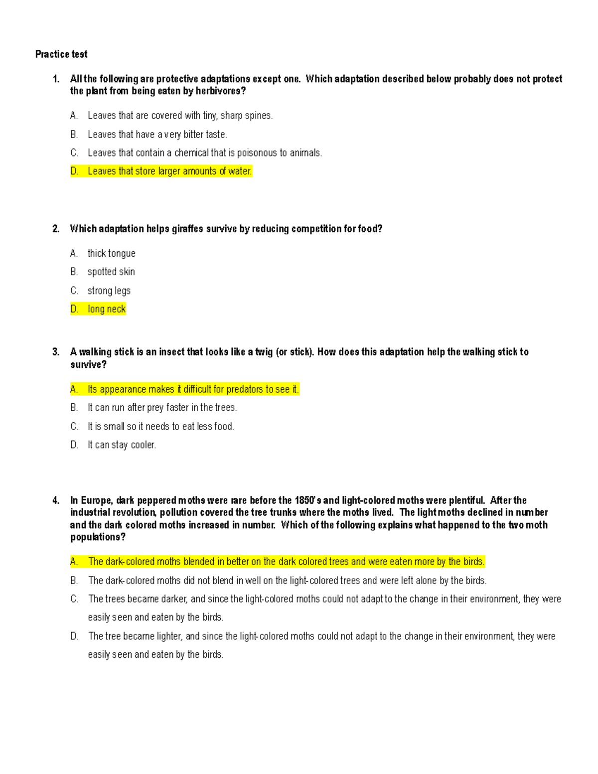 Practice test. Hawaiian Flies - Practice test 1. All the following are ...