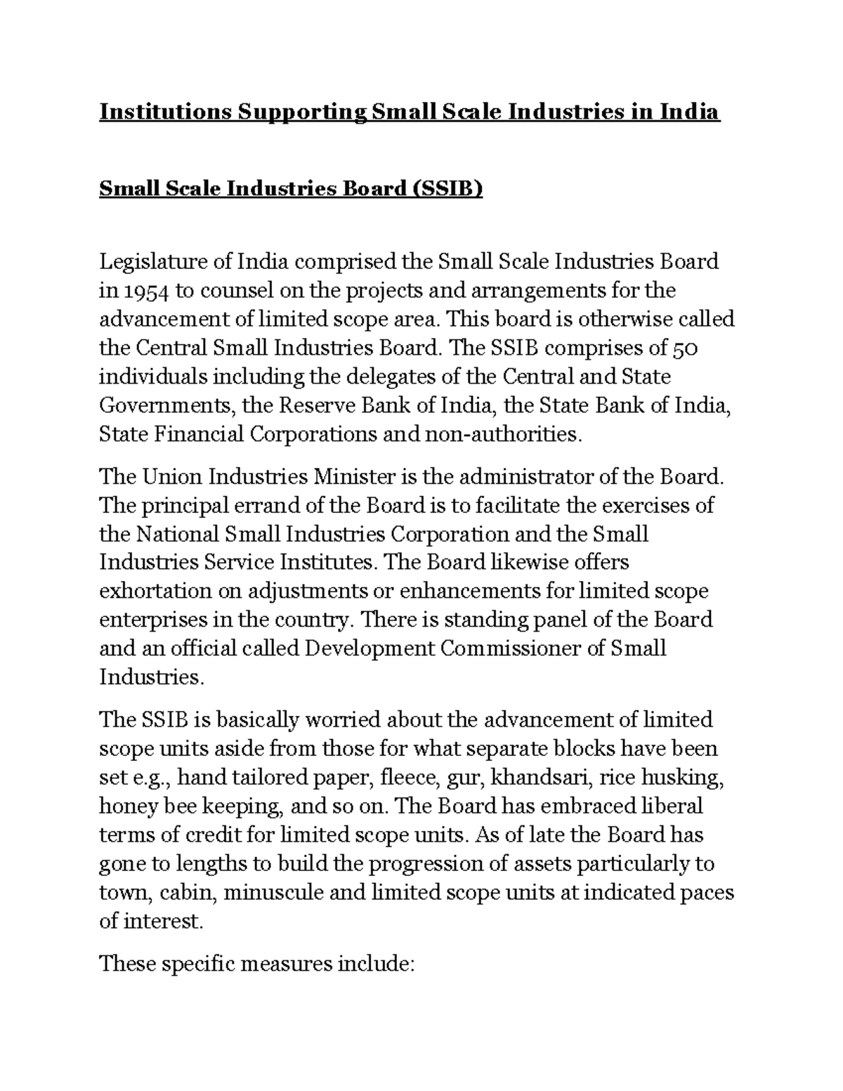 Institutions Supporting Small Scale Industries in India - This board is ...