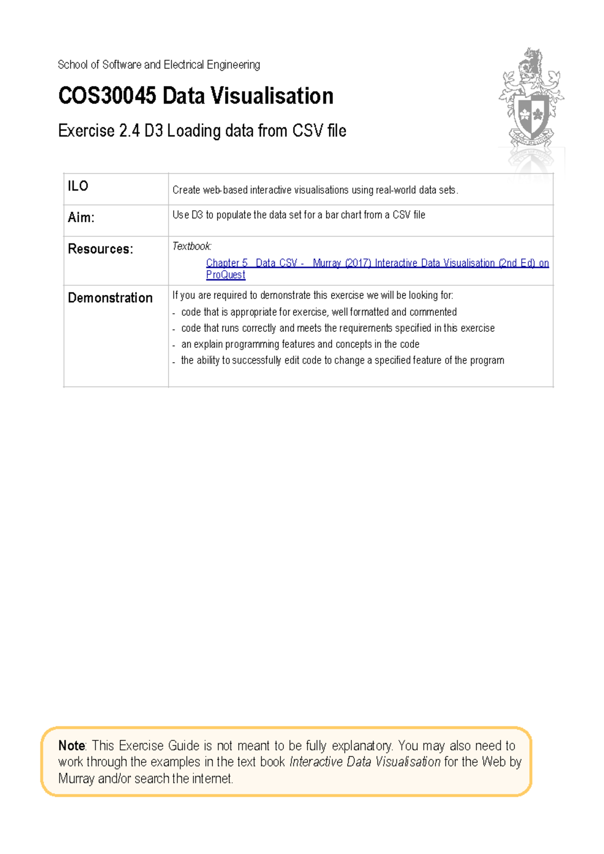 COS30045 2.4 D3 Loading data from CSV - School of Software and Electrical Engineering COS30045 ...