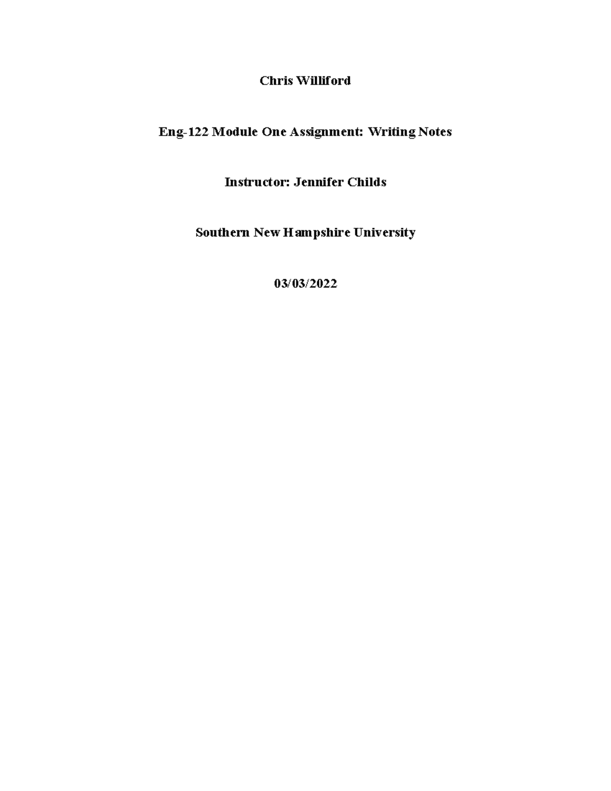 Eng122 Module 1 Assignment - Chris Williford Eng-122 Module One ...