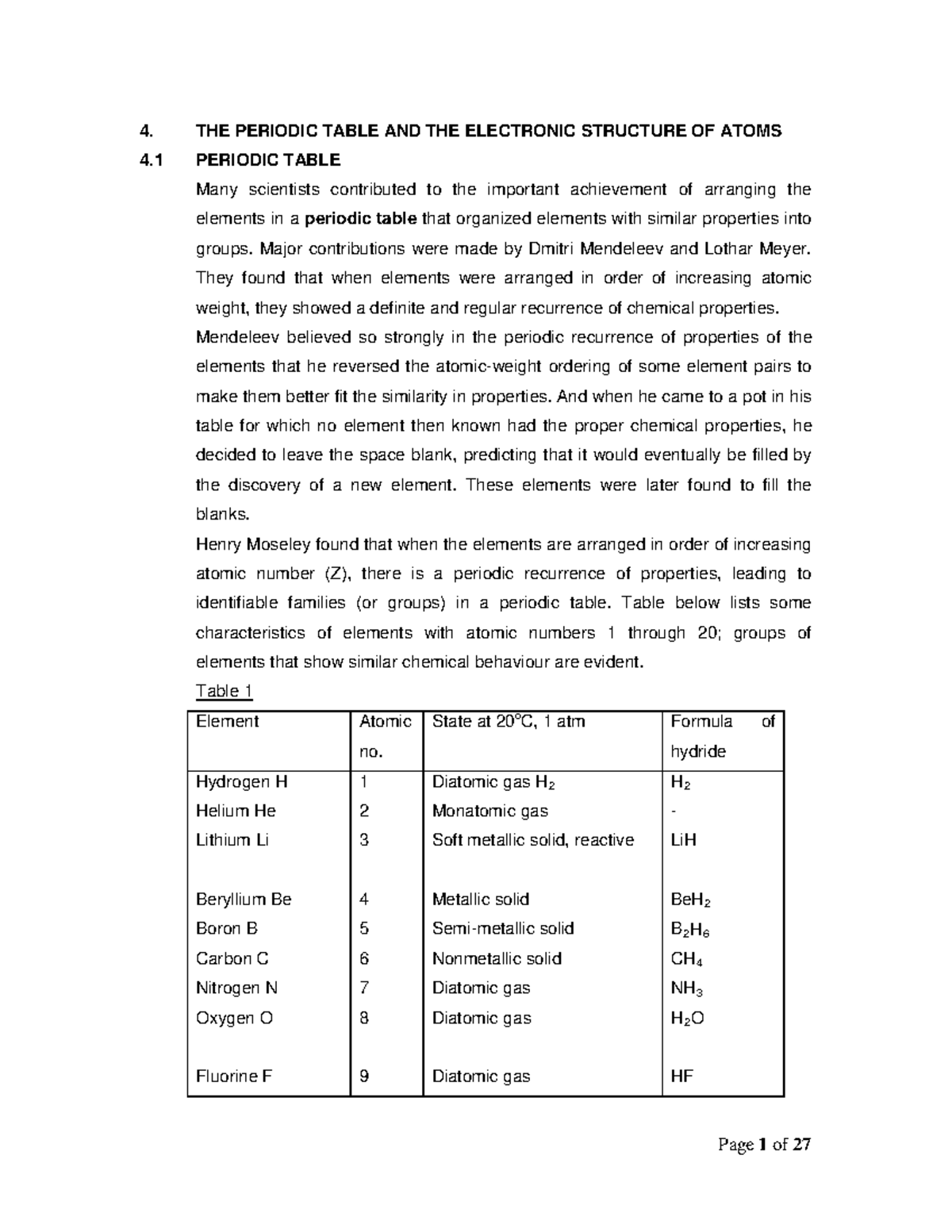 Note 4 Periodic Table for chemistry involbing engineers and their ...