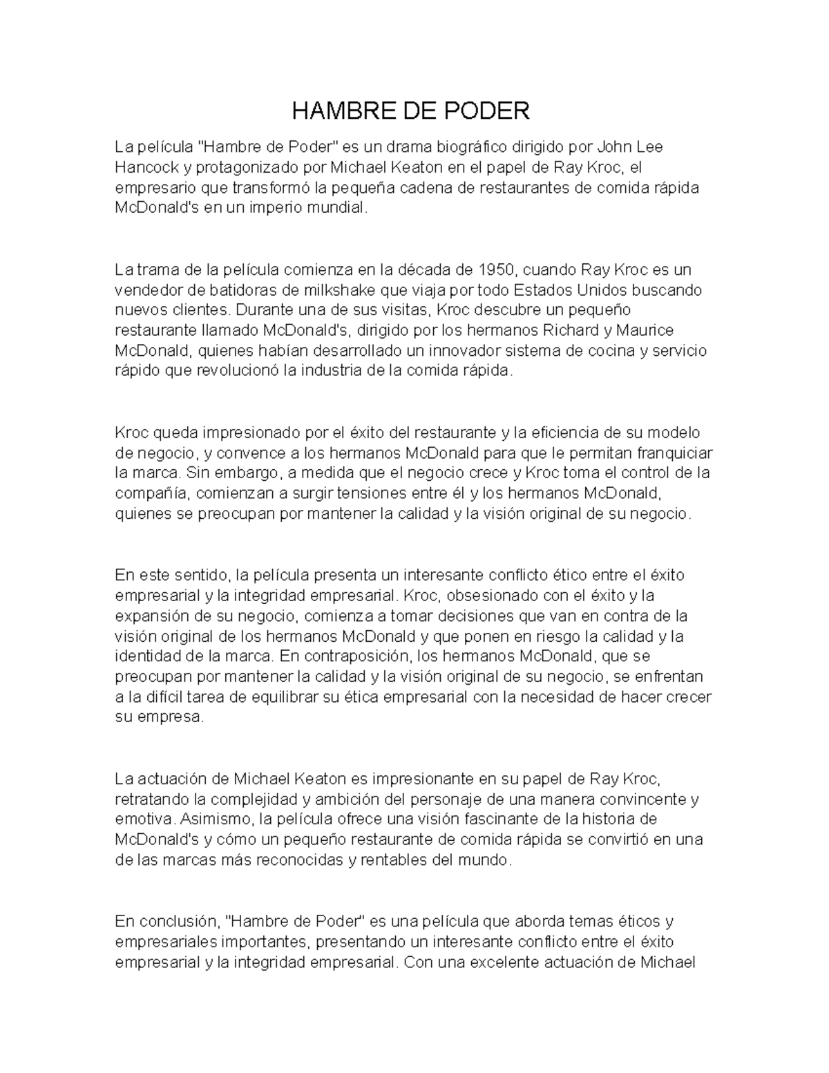 Hambre DE Poder - para apoyo visual - HAMBRE DE PODER La película ...