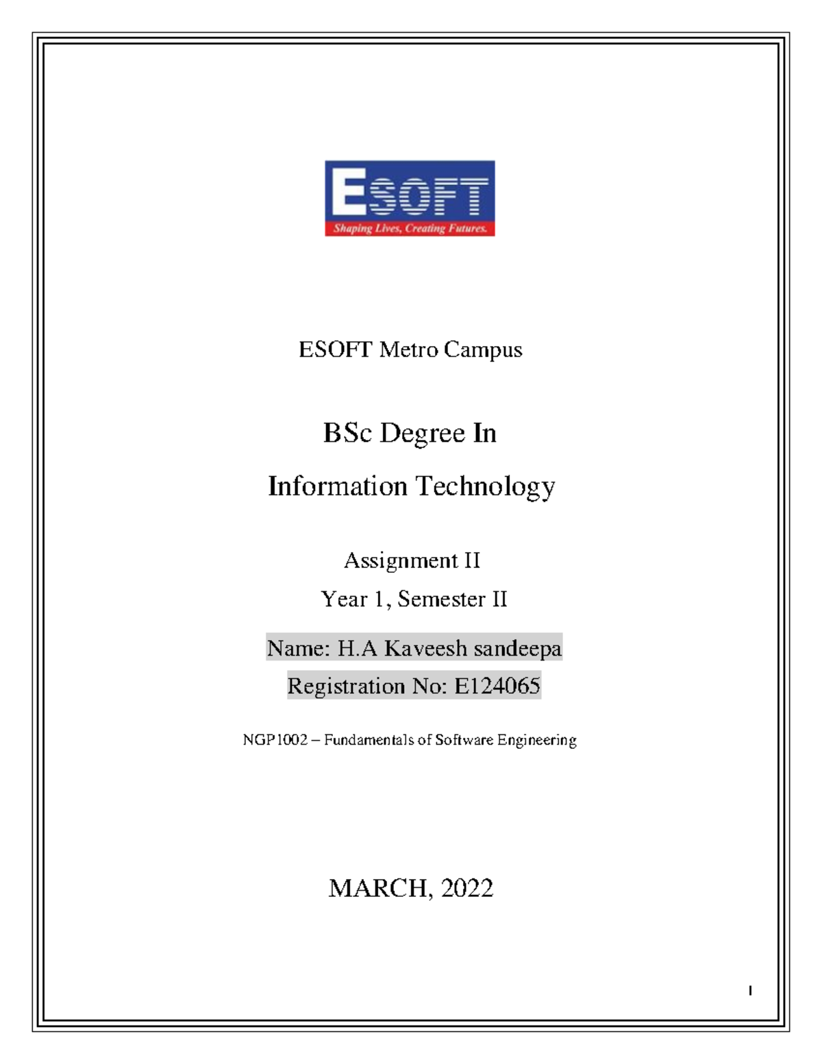 Fundamentals of Software Engineering - Tharaka for giving me good ...