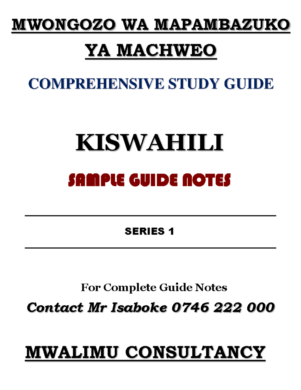 Mwongozo WA Mapambazuko Sample - MWONGOZO WA MAPAMBAZUKO YA MACHWEO ...