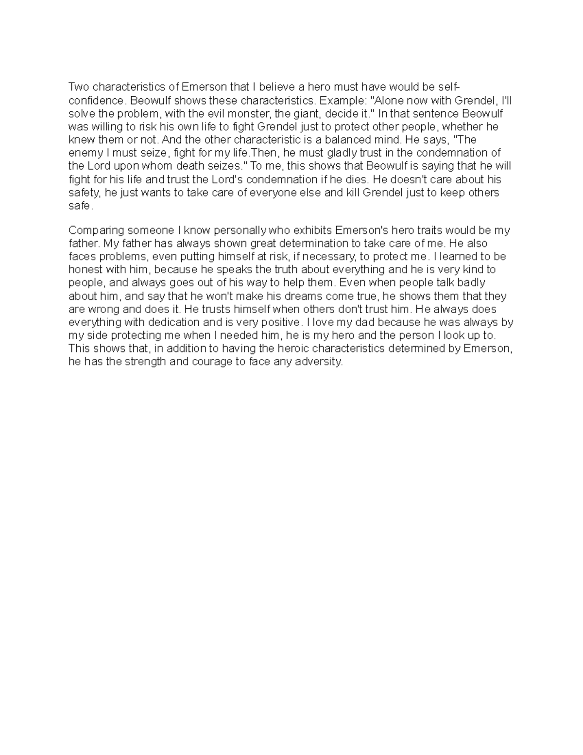 english 1.03 concept synthesis exploring the hero - Two characteristics ...