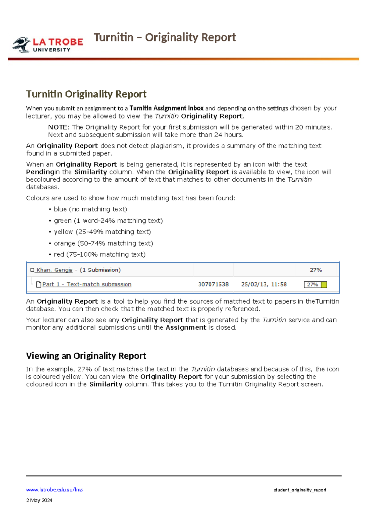Viewing an originality report - Turnitin – Originality Report Turnitin ...