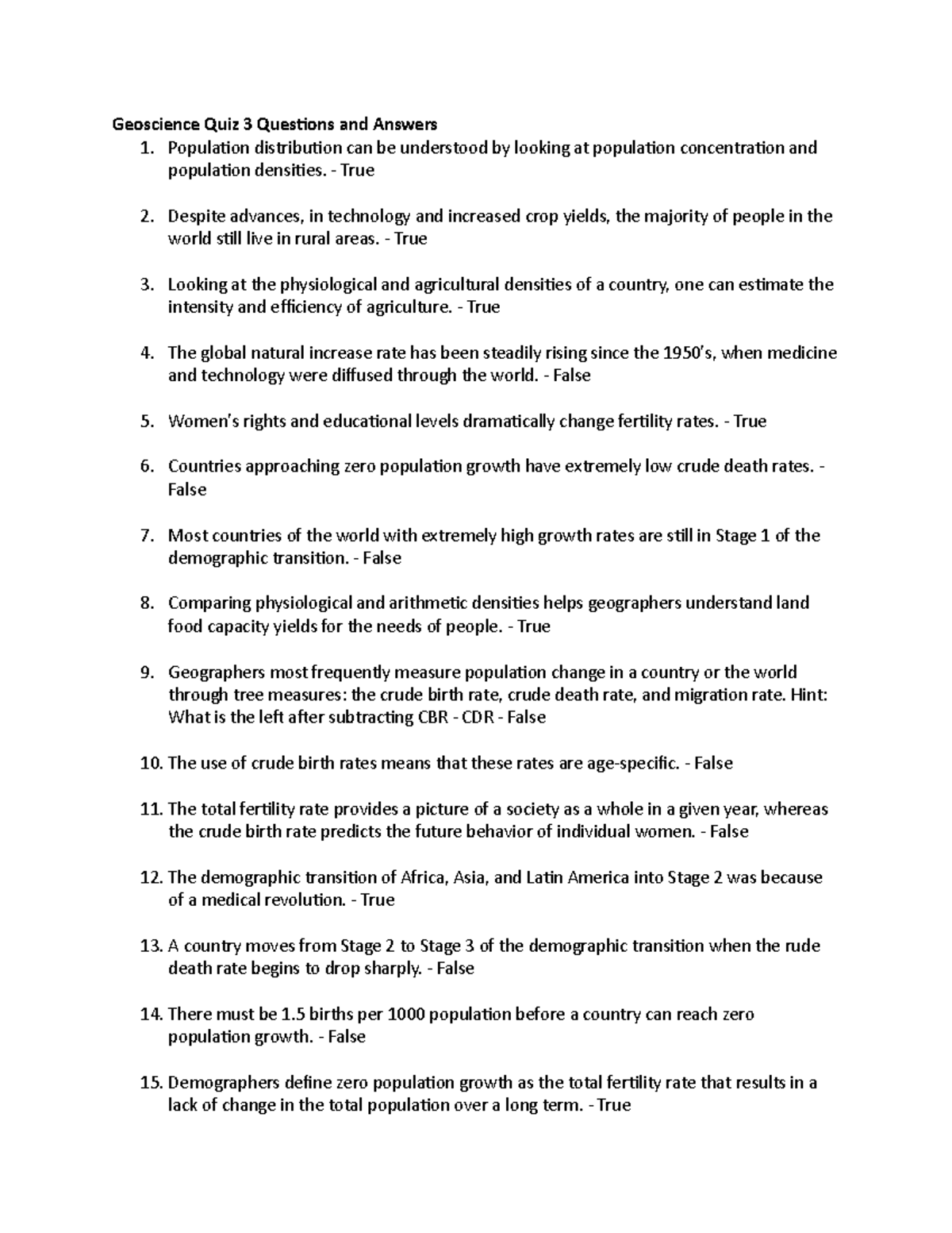 Geoscience Quiz 3 Questions and Answers - Geoscience Quiz 3 Questions ...