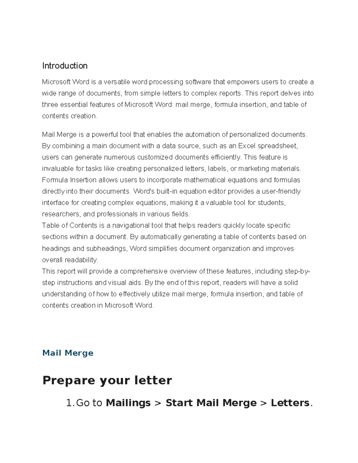 Salim's computer report - Introduction Microsoft Word is a versatile ...