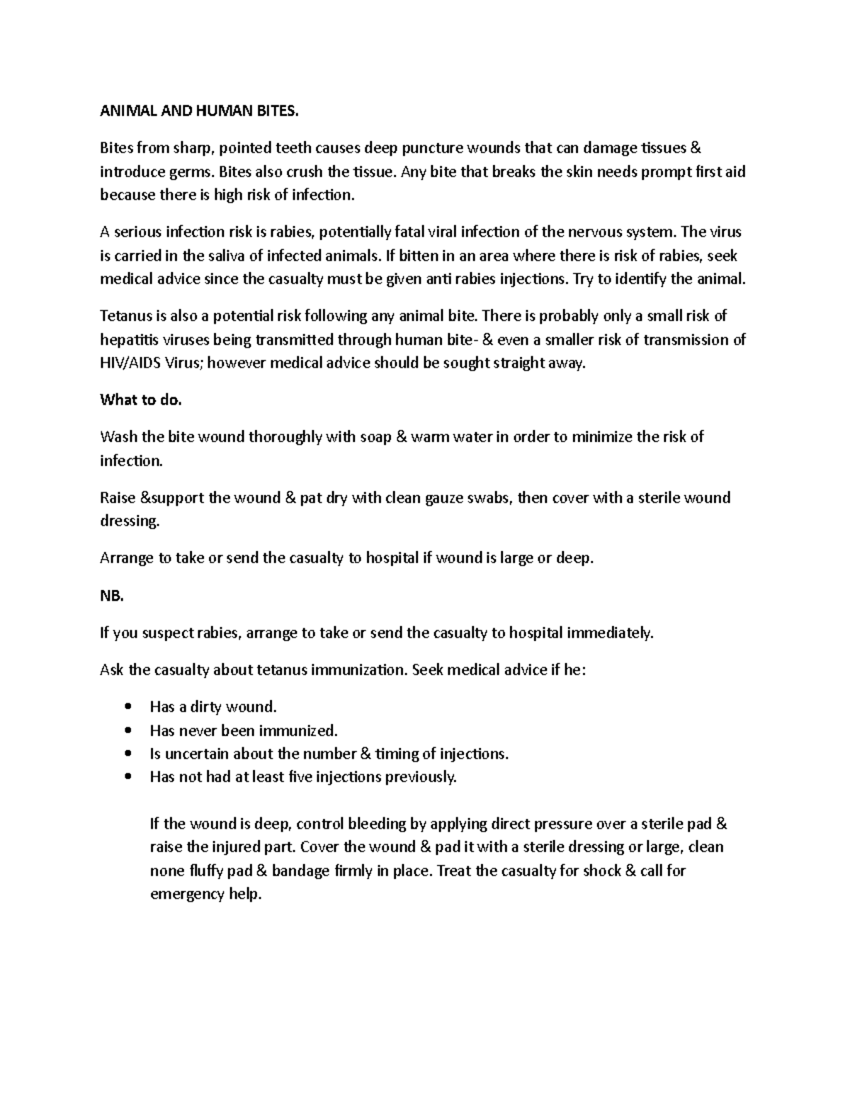 Human Bites AND Stings HEAD Injury Crush Injury - ANIMAL AND HUMAN ...