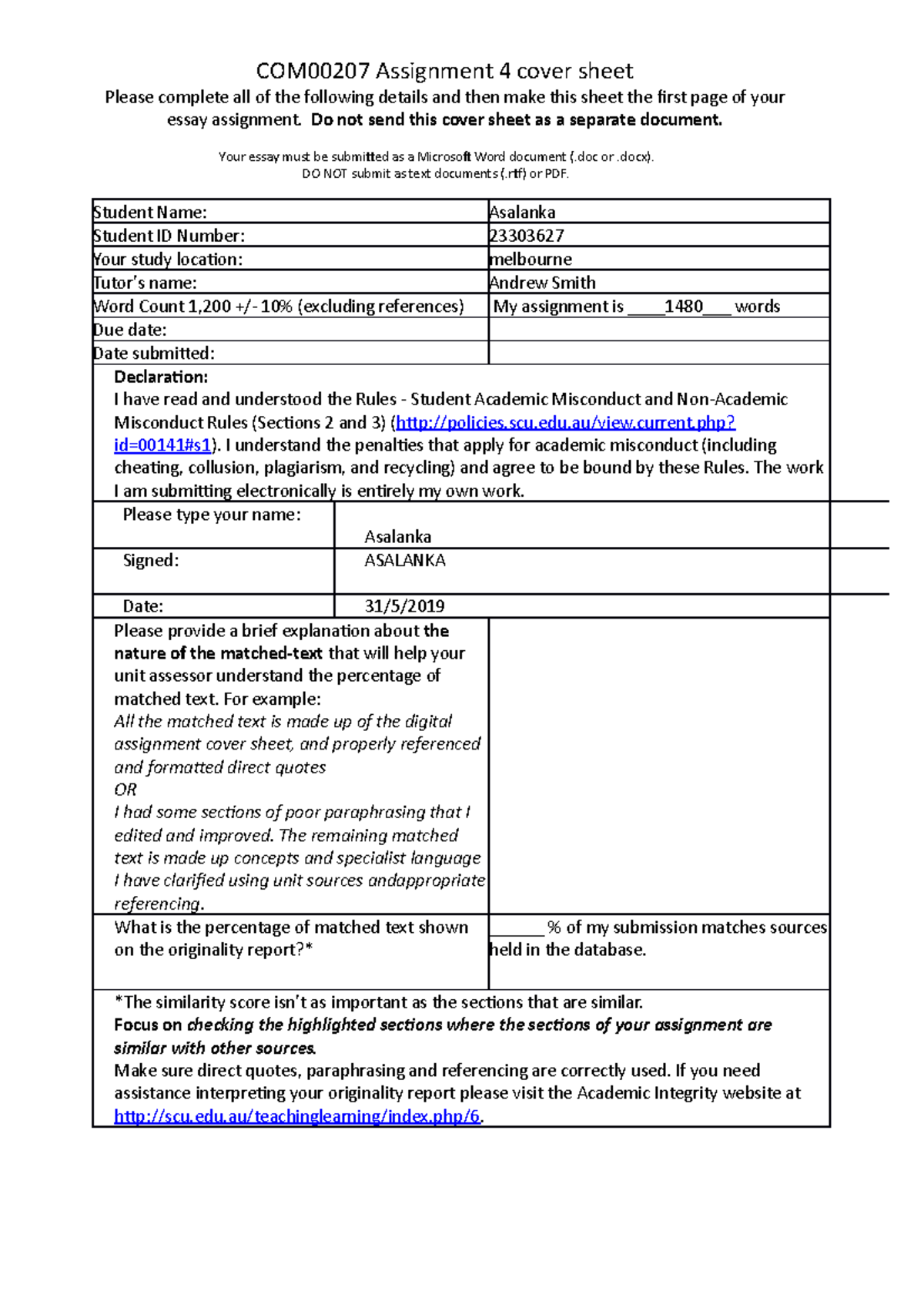 Comm Report Final Good Result COM00207 Assignment 4 Cover Sheet comm-report-final-good-result-com00207-assignment-4-cover-sheet