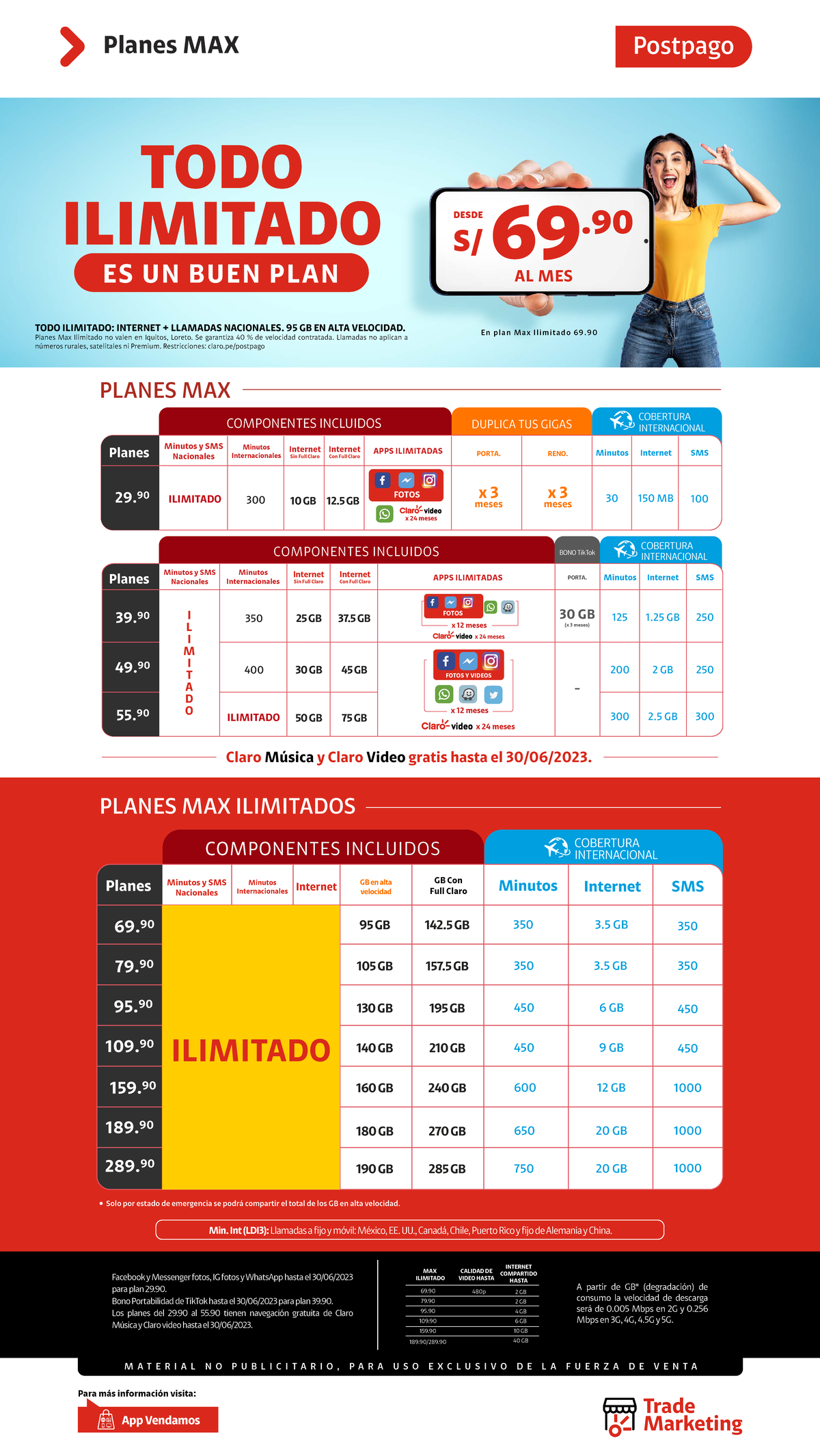HV Planes Postpago 01062023 - PLANES MAX ILIMITADOS PLANES MAX DESDE AL MES S/ 69 . Facebook y ...