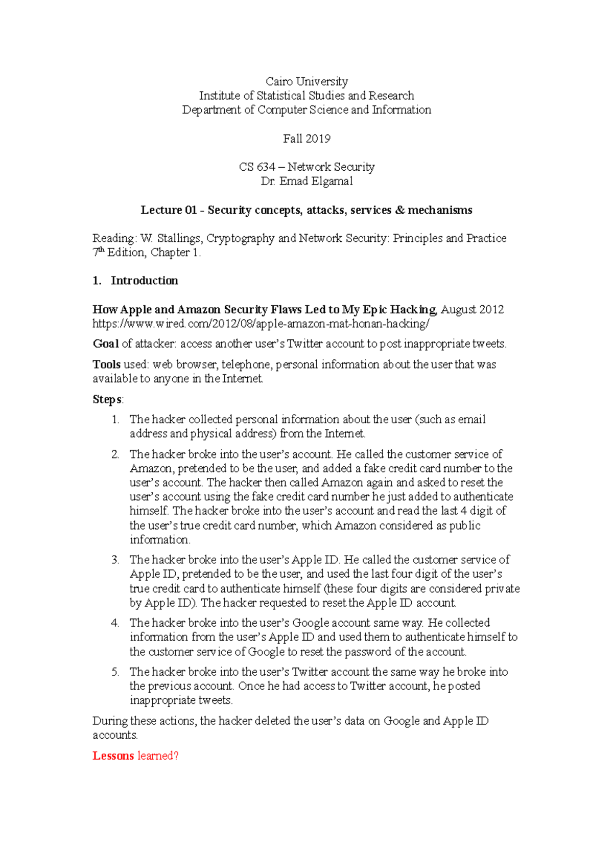 Fall 2019 - CS634 - Lecture 01 Introduction - Cairo University ...