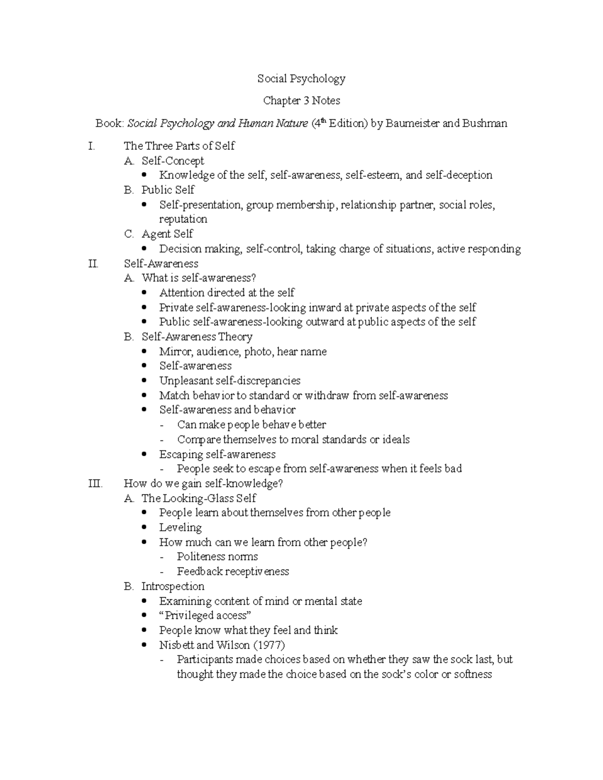 Social Psychology Chapter 3 Notes - Social Psychology Chapter 3 Notes ...