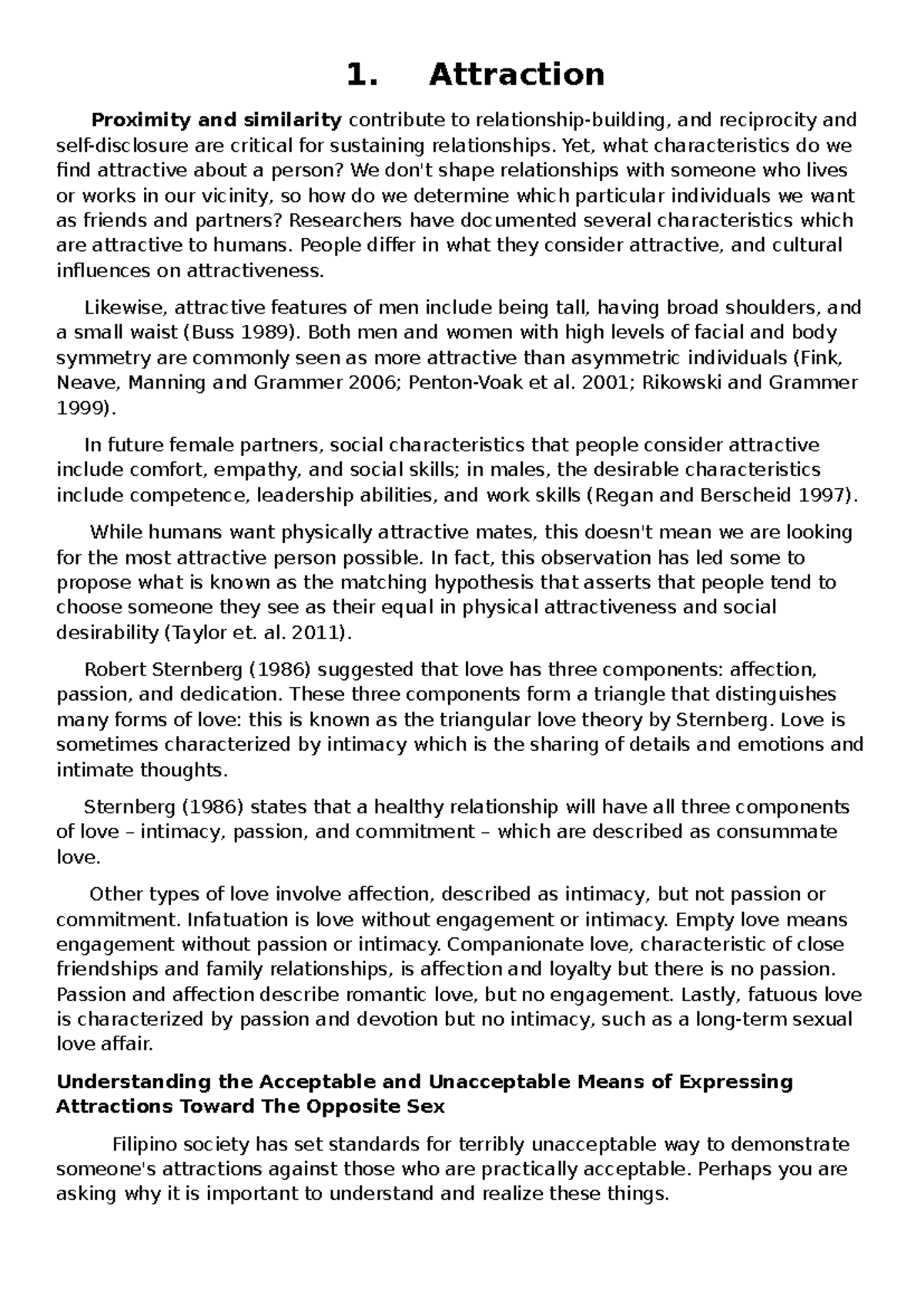 Attraction and Relationship - 1. Attraction Proximity and similarity ...