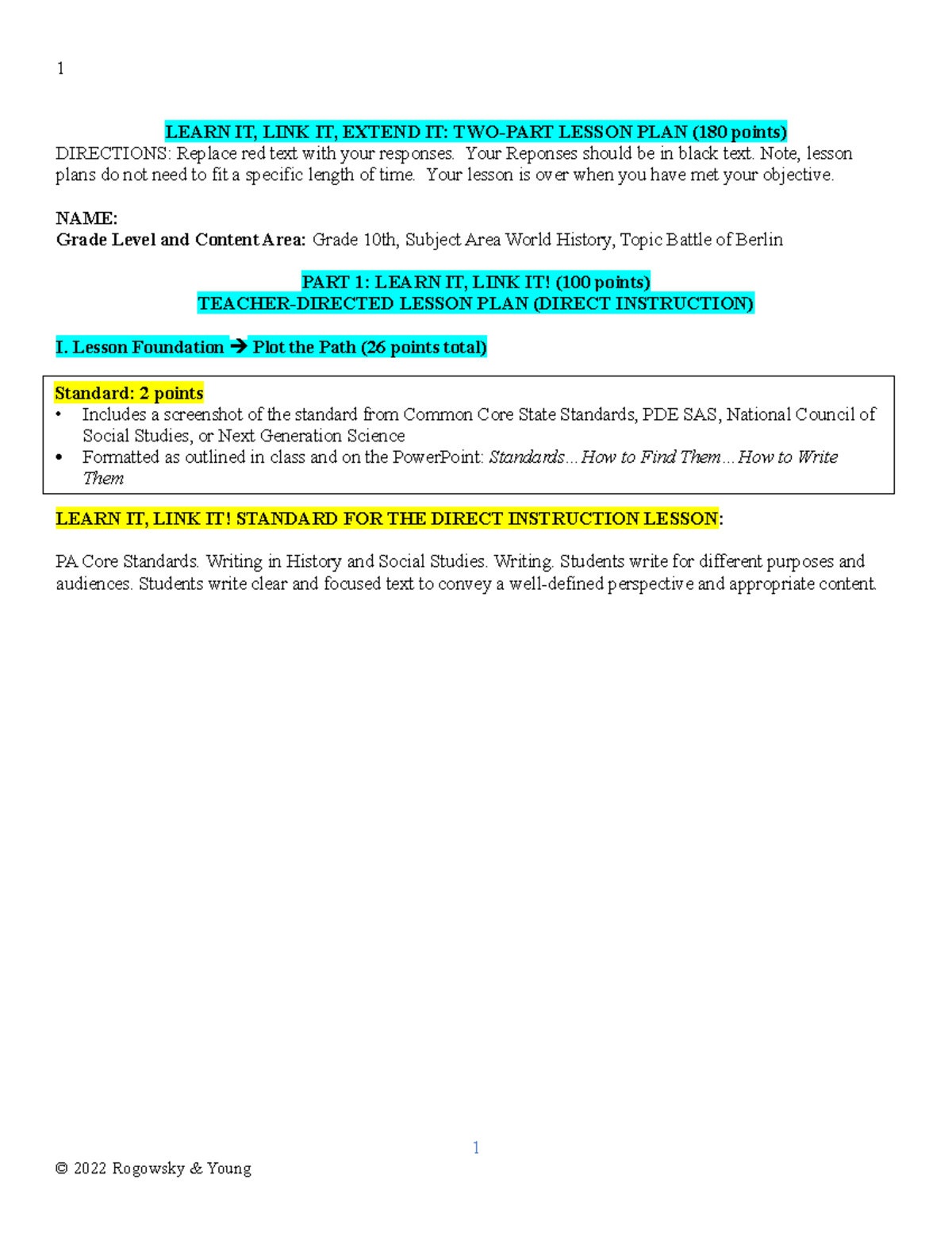 Bilby- Learn IT LINK IT Lesson PLAN Template.3 - LEARN IT, LINK IT ...