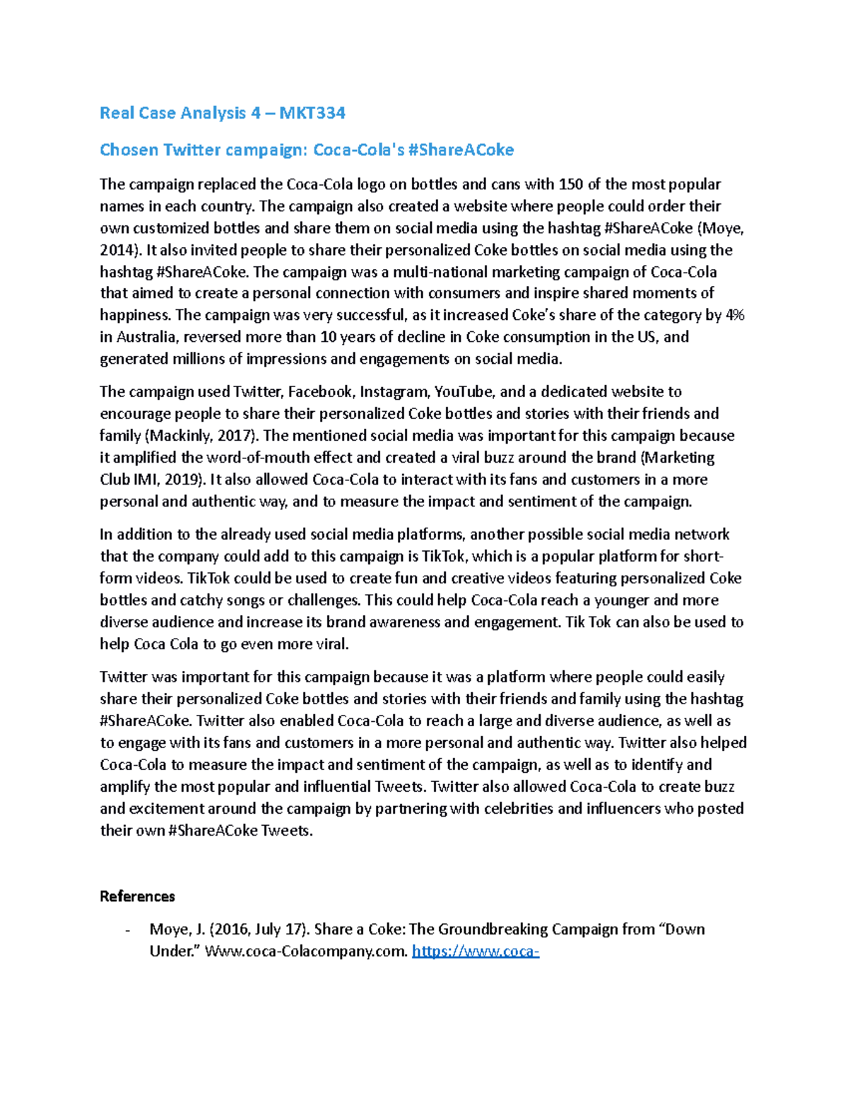 Real Case Analysis 4 – MKT334 - Real Case Analysis 4 – MKT Chosen ...