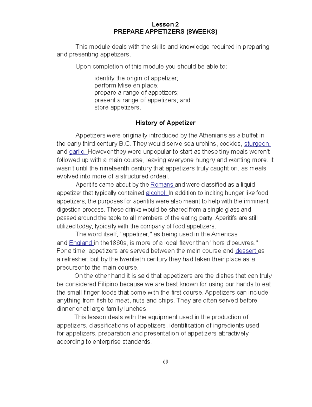 Second concept notes in tle 9 cookery - Lesson 2 PREPARE APPETIZERS ...